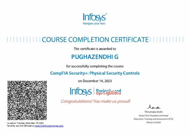 Infosys Sprinboard Certificate | PDF