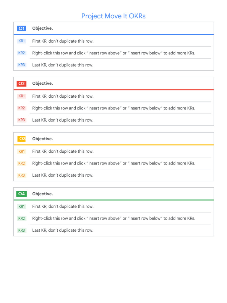 Activity Template - Project Move It OKRs | PDF
