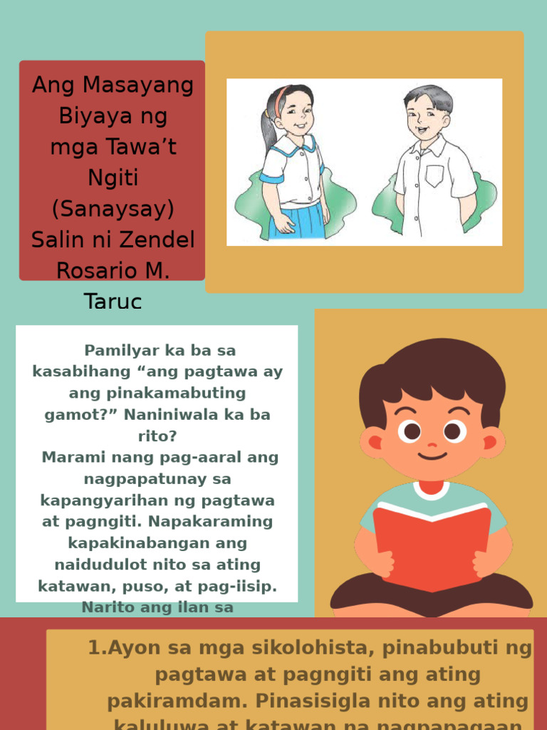 Ang Masayang Biyaya NG Mga Tawa't Ngiti (Sanaysay) Salin Ni Zendel ...