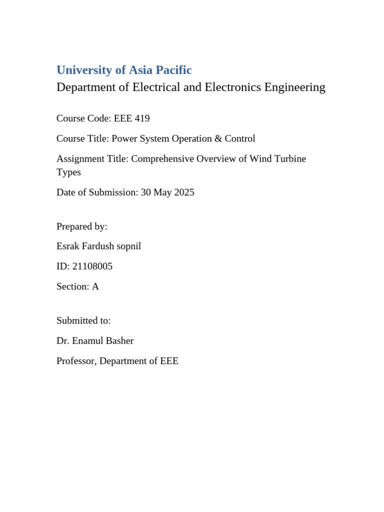 Complete Rewritten Wind Turbine Assignment | PDF | Wind Power | Wind Turbine