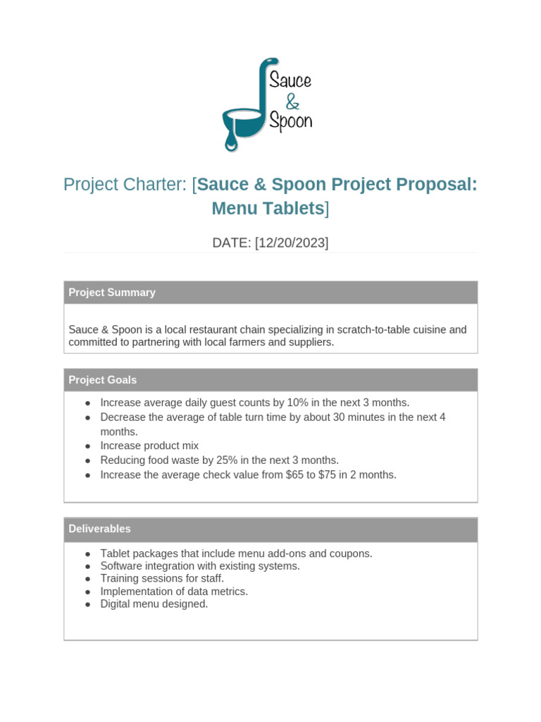 Draft Project Charter | PDF