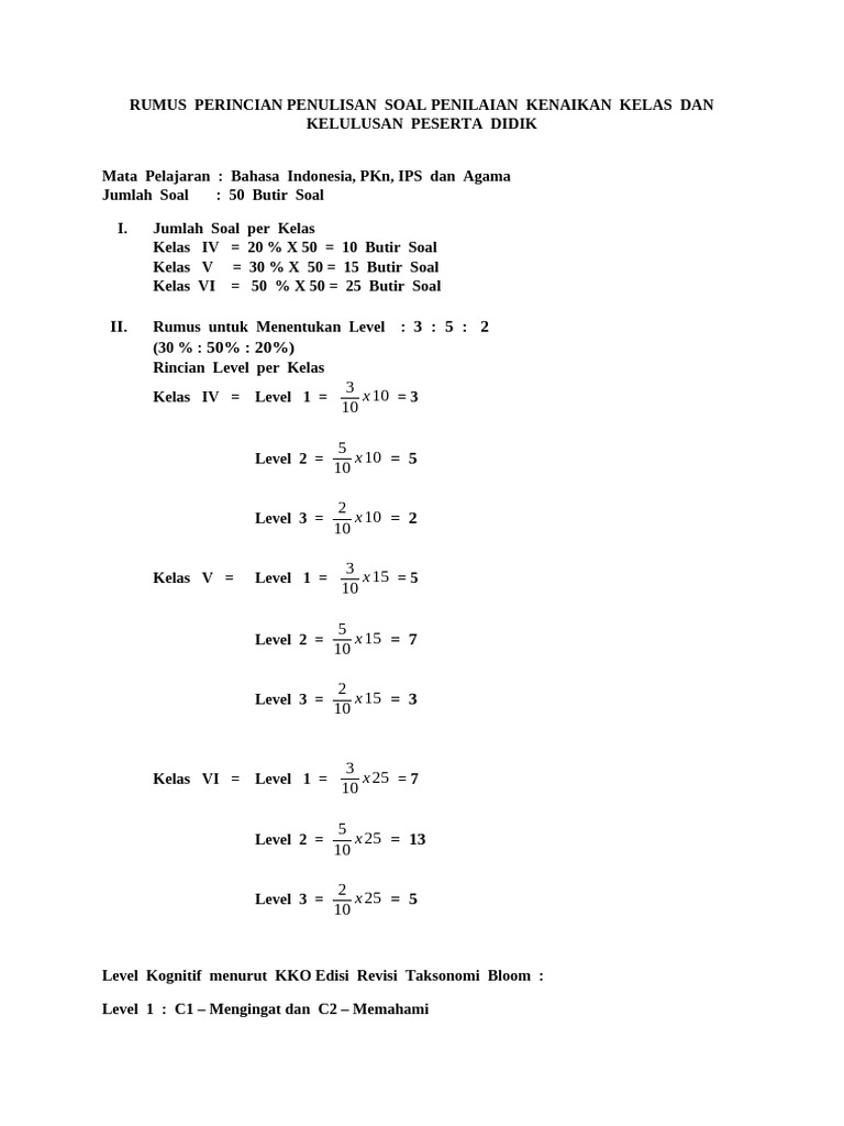 Rumus Penulisan Soal - 50 | PDF
