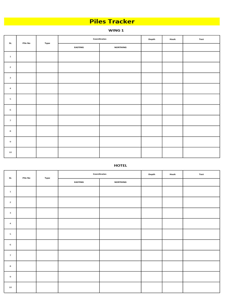 Piles Details (Wing 1-Hotel) | PDF