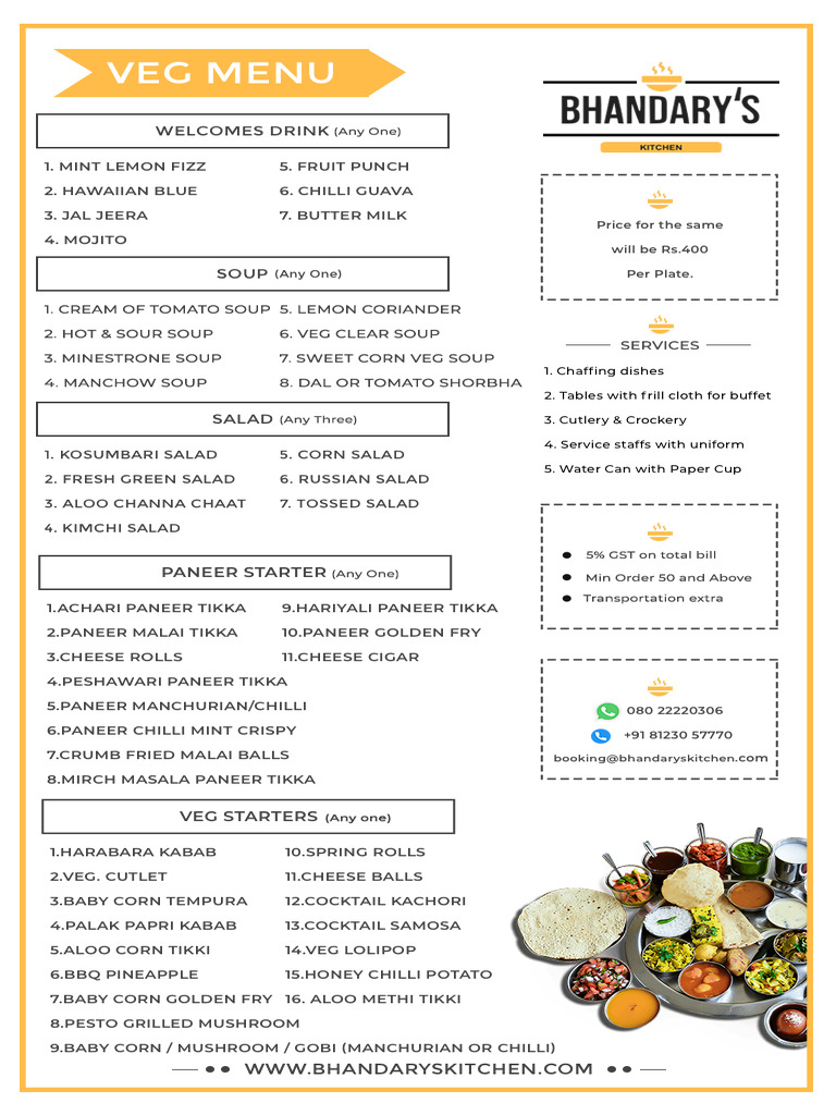Veg Menu 2024 | PDF
