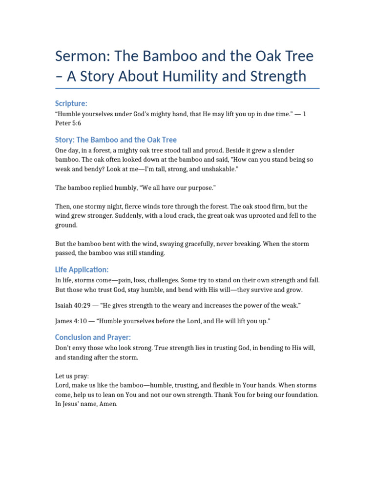 Bamboo and Oak: A Lesson in Humility | PDF