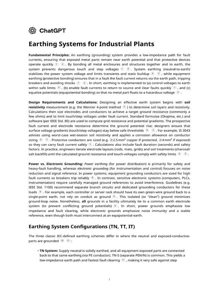 Earthing Systems For Industrial Plants | PDF | Building Engineering ...