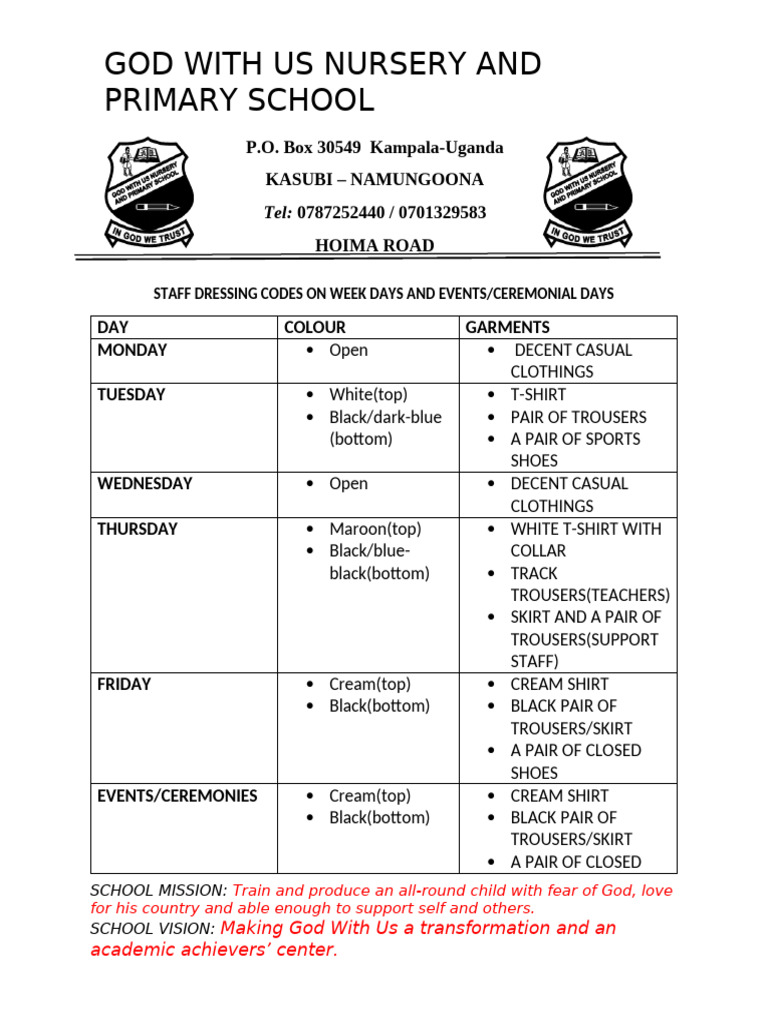 Dressing Code From Monday To Friday | PDF | Human Appearance | Aesthetics