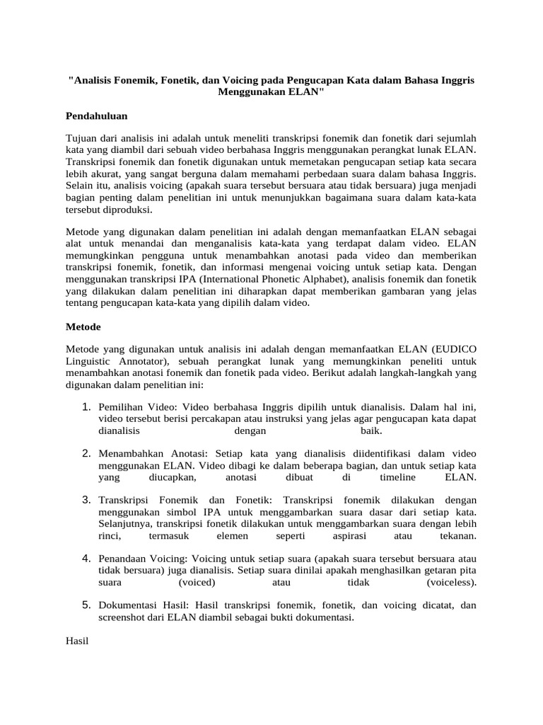 Analisis Fonemik, Fonetik, Dan Voicing Pada Pengucapan Kata Dalam Bahasa Inggris Menggunakan ...