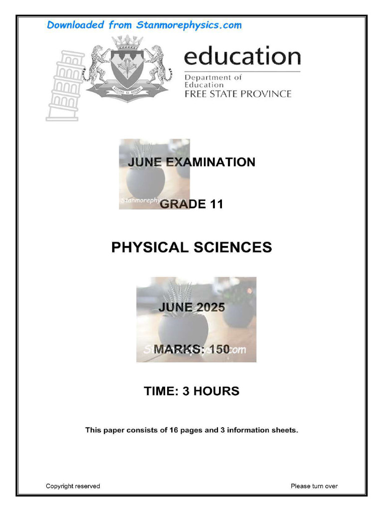 FS Physical Sciences Grade 11 June 2025 QP and Memo | PDF