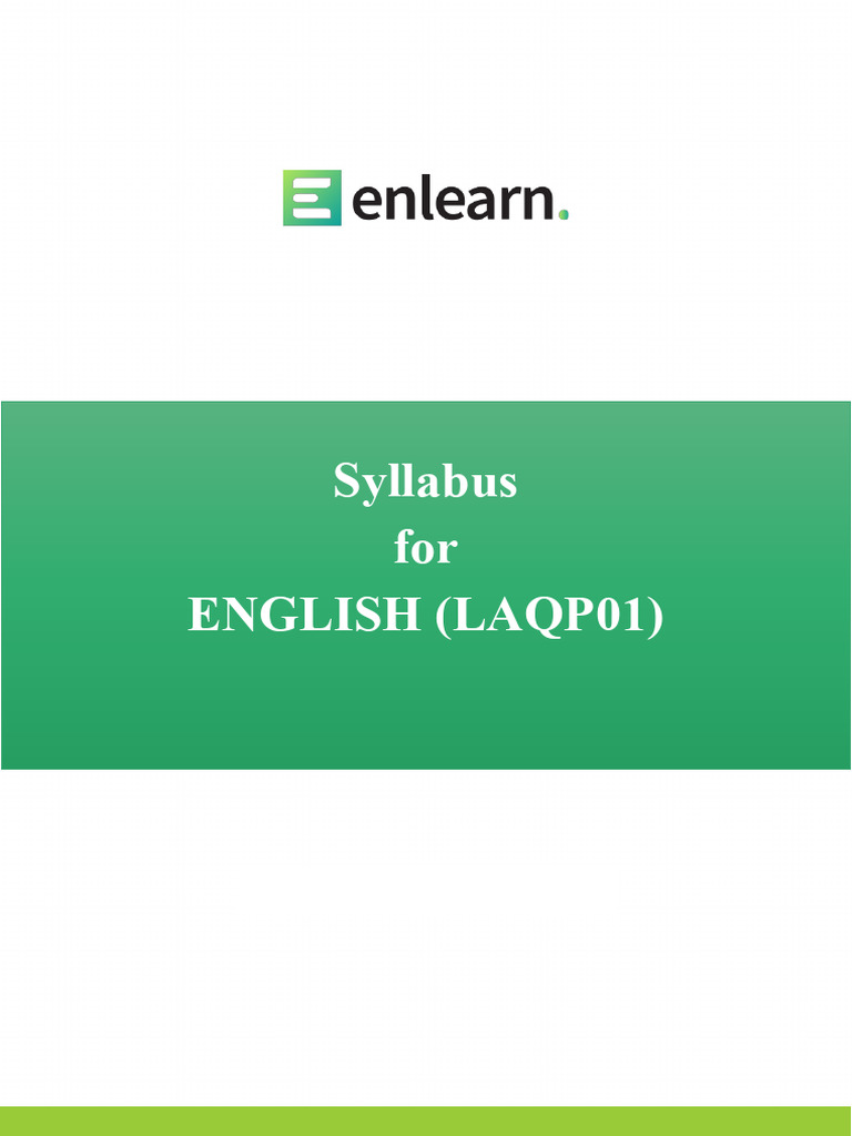 ENGLISH Syllabus | PDF