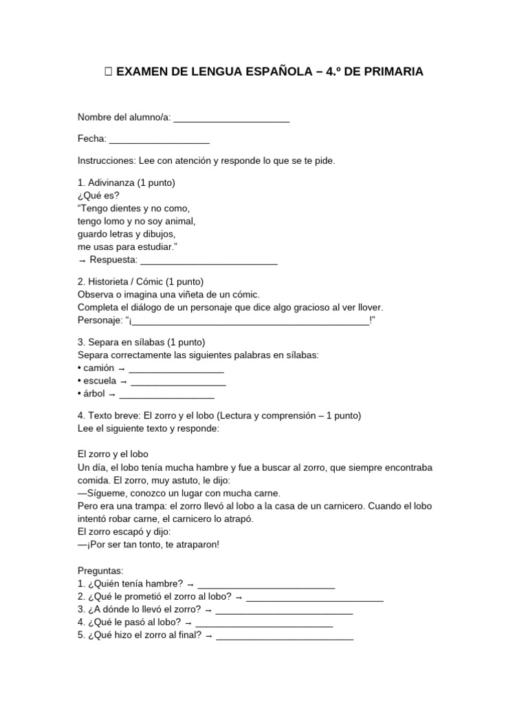 Exámenes 4.º de Primaria 2023 | PDF | Flores