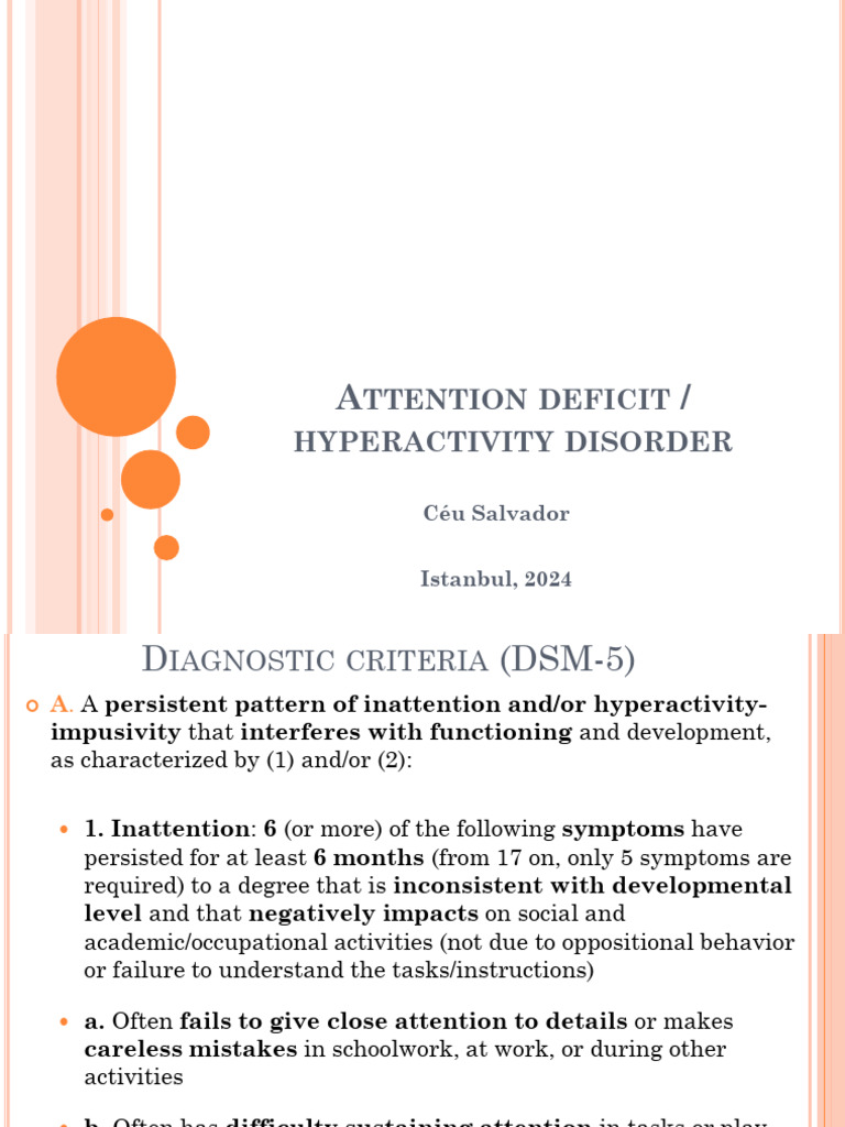 ADHD Slides Students Istanbul 2024 | PDF | Attention Deficit Hyperactivity Disorder | Mental ...
