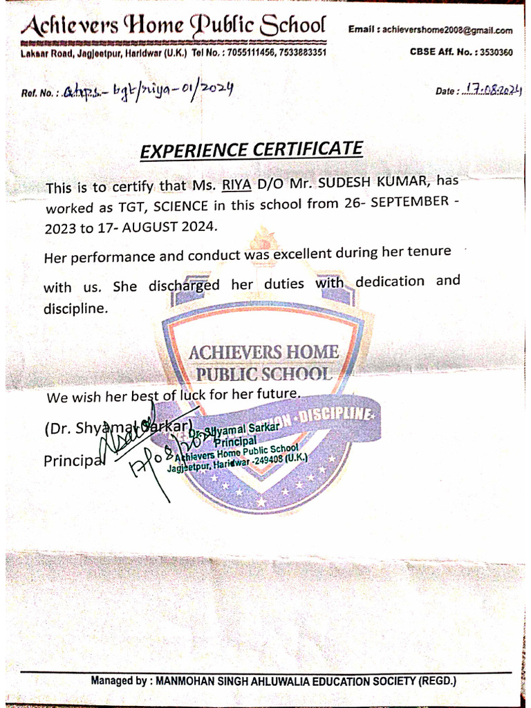 Experience Certificate | PDF