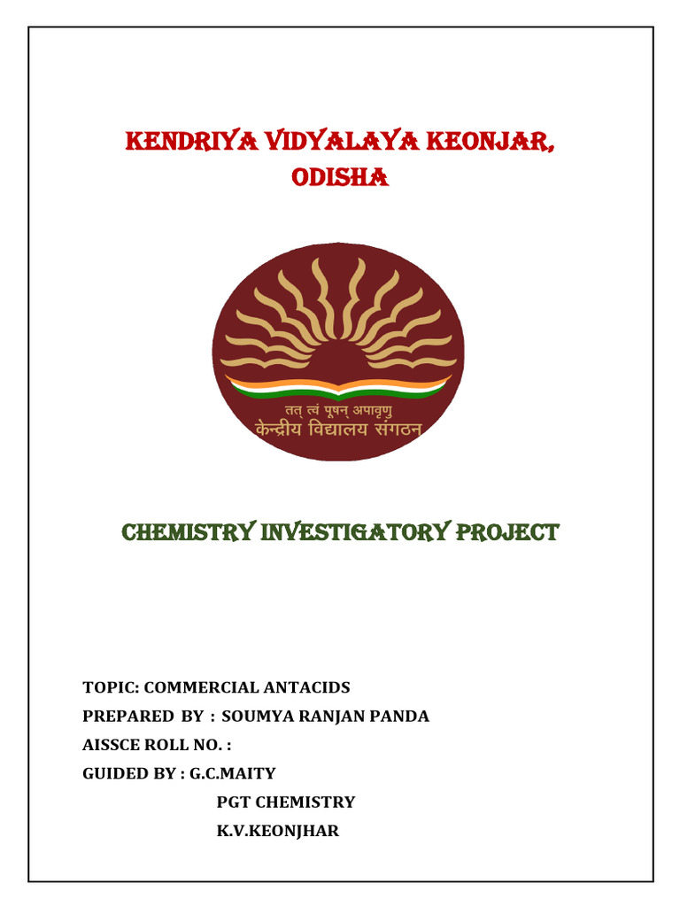 Chemistry Project ANTACID | PDF | Sodium Bicarbonate | Hydroxide