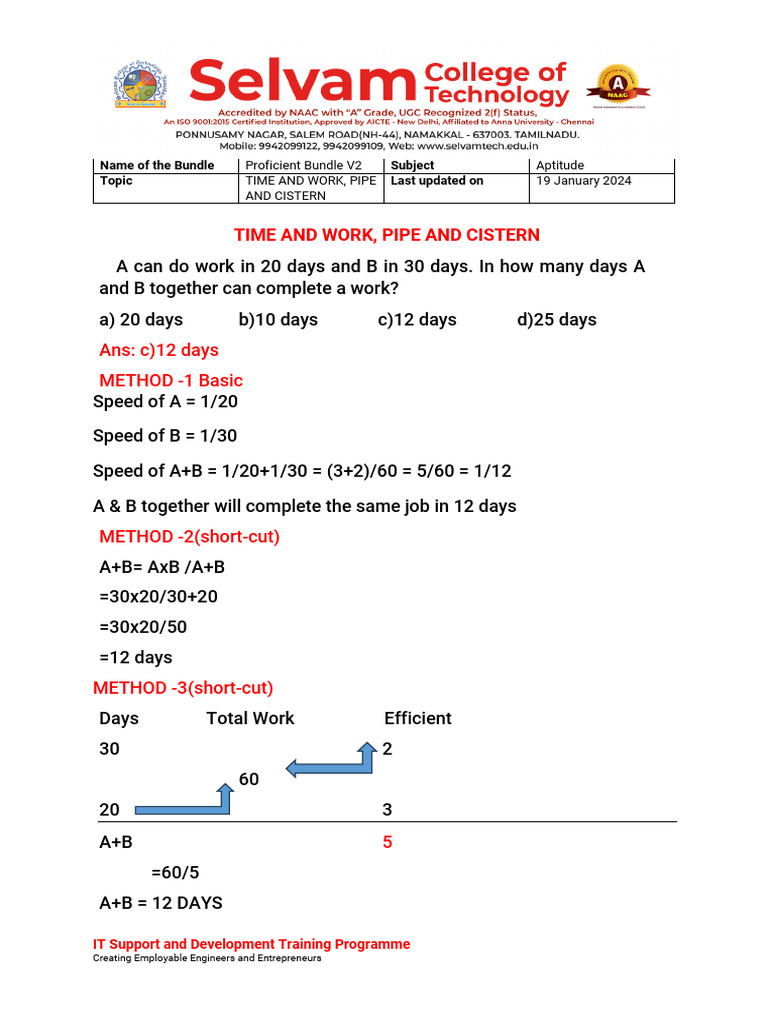 Time and Work Question Bank | PDF