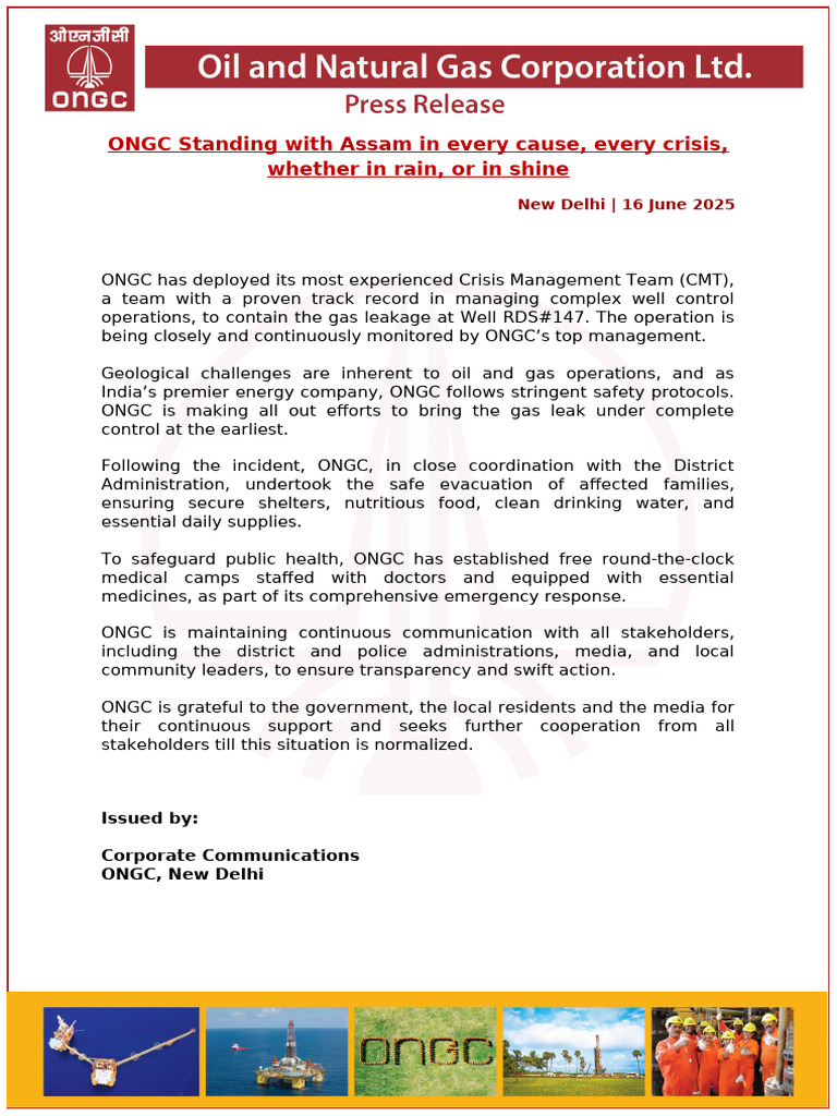 ONGC's Response to Well RDS#147 Leak | PDF