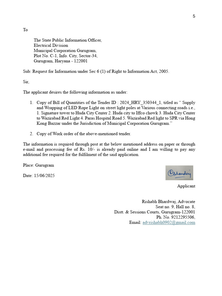 RTI Bill of Quantities (Updated) - Signed-5 | PDF