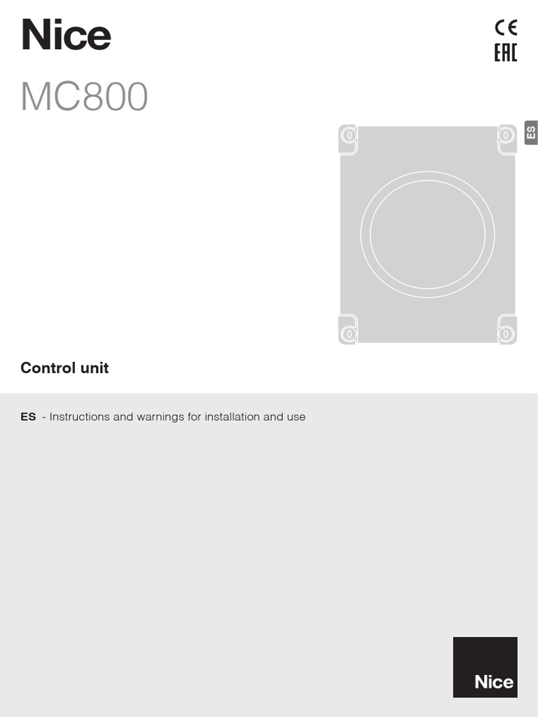 Manual de Controlador Nice MC800 | PDF | Automatización | Ingenieria ...