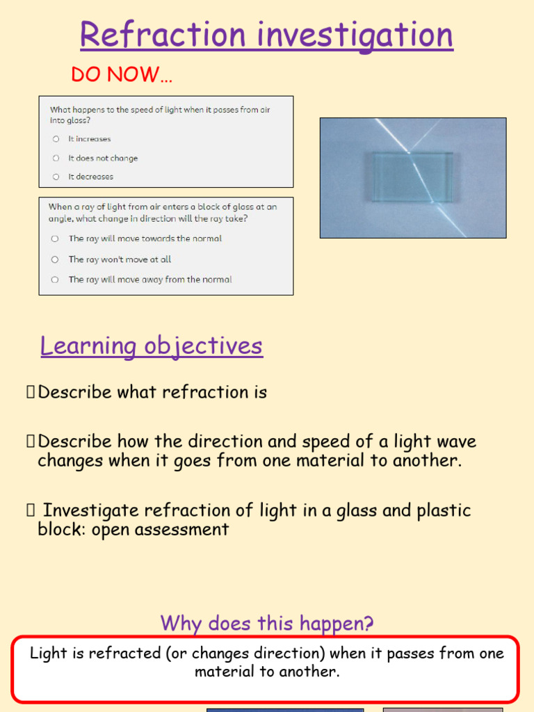 11 Refraction Investigation CXO | PDF | Refraction | Light