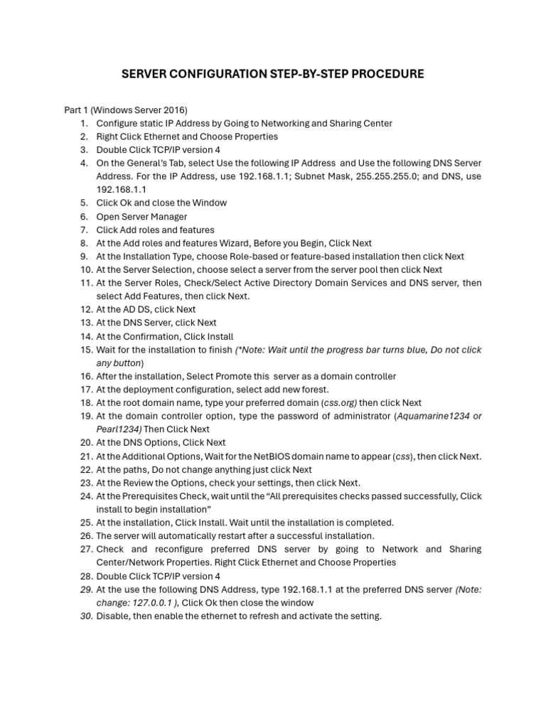 SERVER CONFIGURATION STEP-by-step | PDF | Group Policy | Computer File