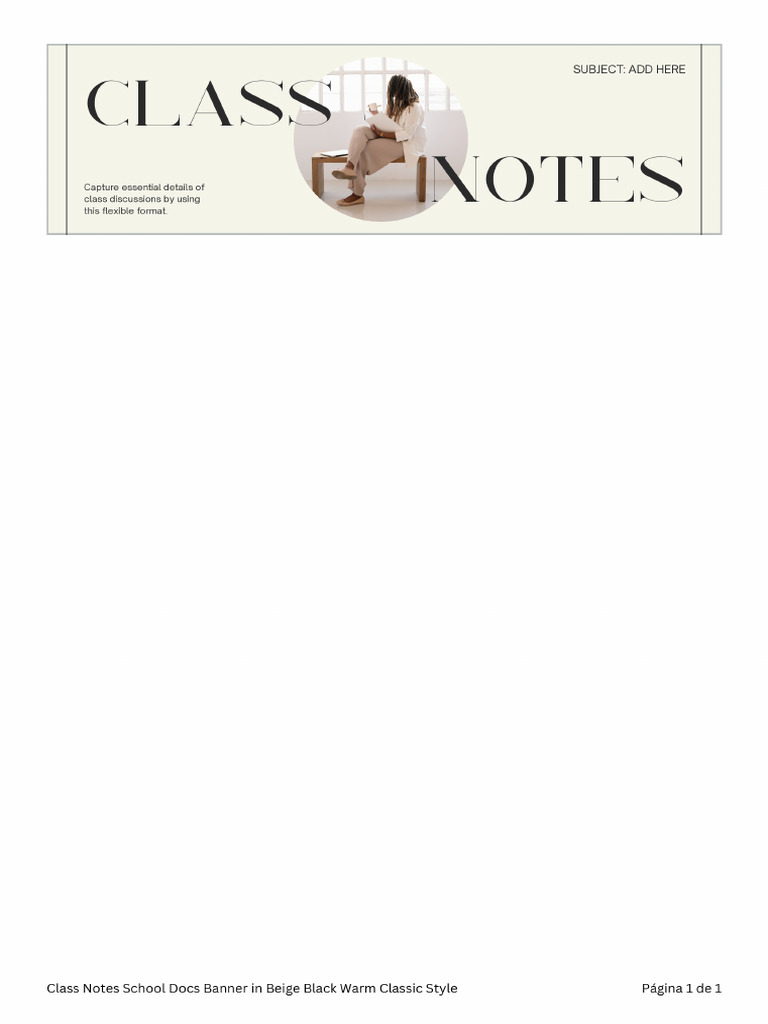 Class Notes School Docs Banner in Beige Black Warm Classic Style ...