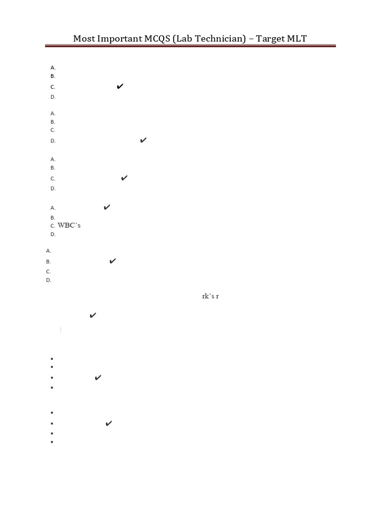 2200 MCQ MLT Original | PDF | Staining | Anemia