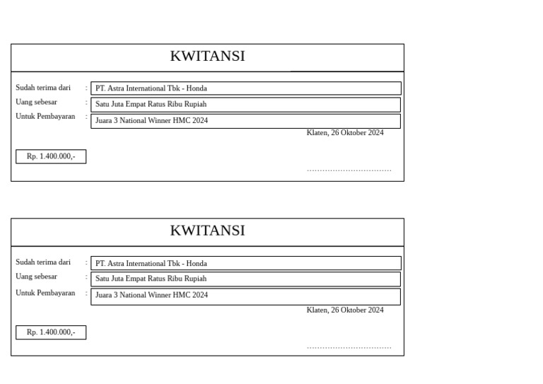 Format Kwitansi | PDF
