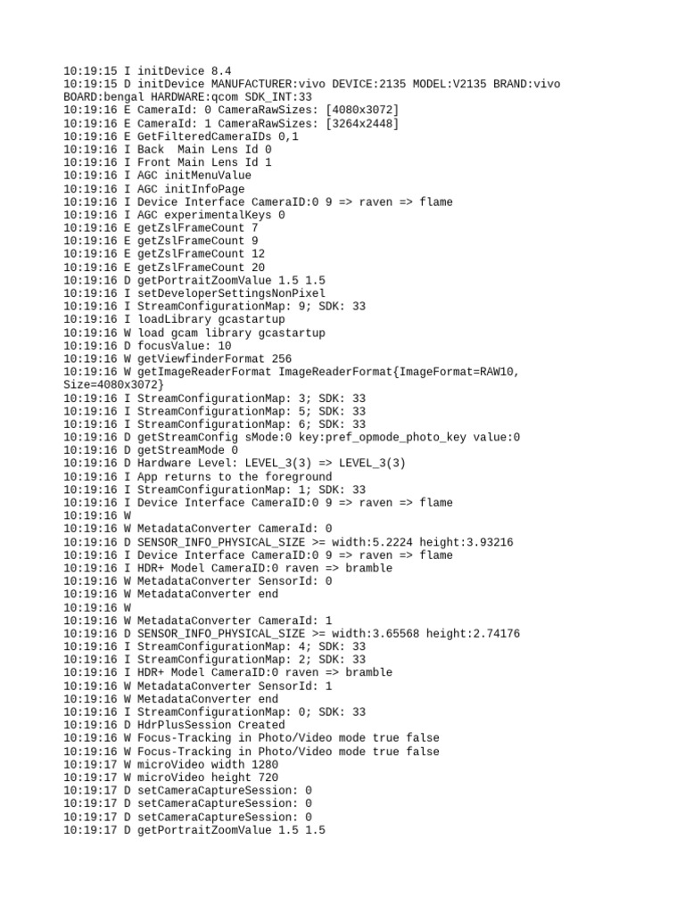 Vivo V2135 Camera Log Analysis | PDF | Computing