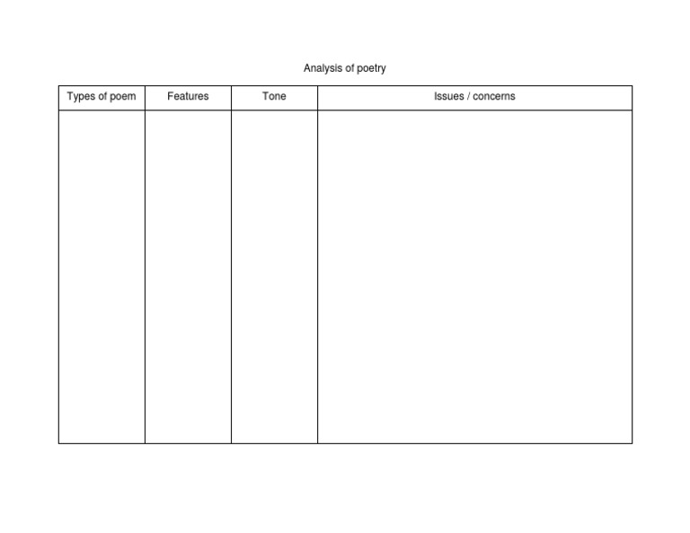 Table For Poem | PDF