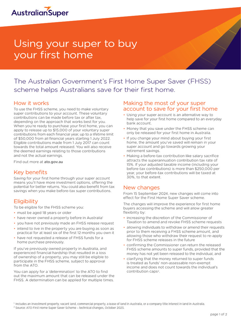 First Home Super Saver Scheme Fact Sheet | PDF | Personal Finance ...