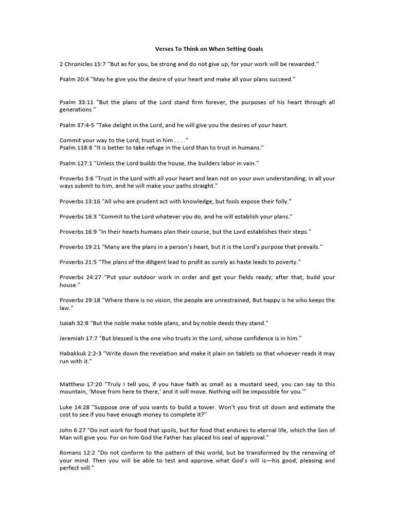 25 Bible Verses To Think On When Setting Goals | PDF | Book Of Proverbs ...