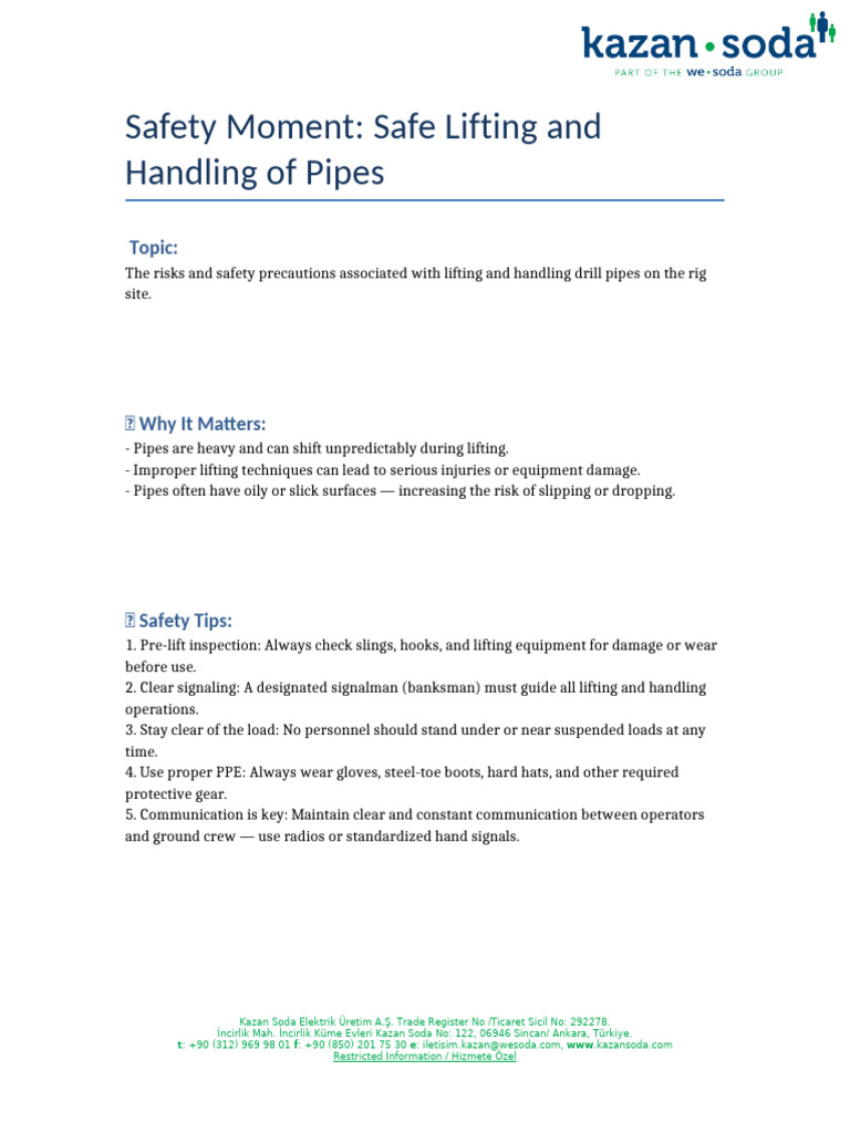 Safe Lifting of Drill Pipes | PDF
