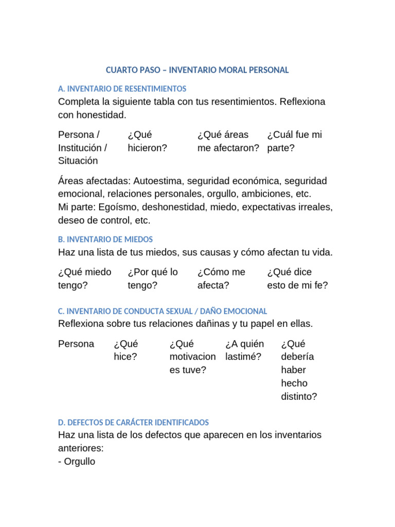 Cuarto Paso AA | PDF