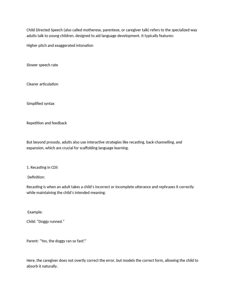 Child Directed Speech Features | PDF | Language Acquisition | Language ...