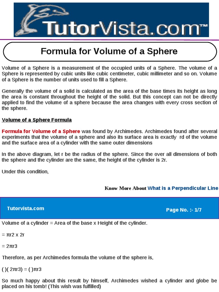 Volume of A Sphere Formula | PDF