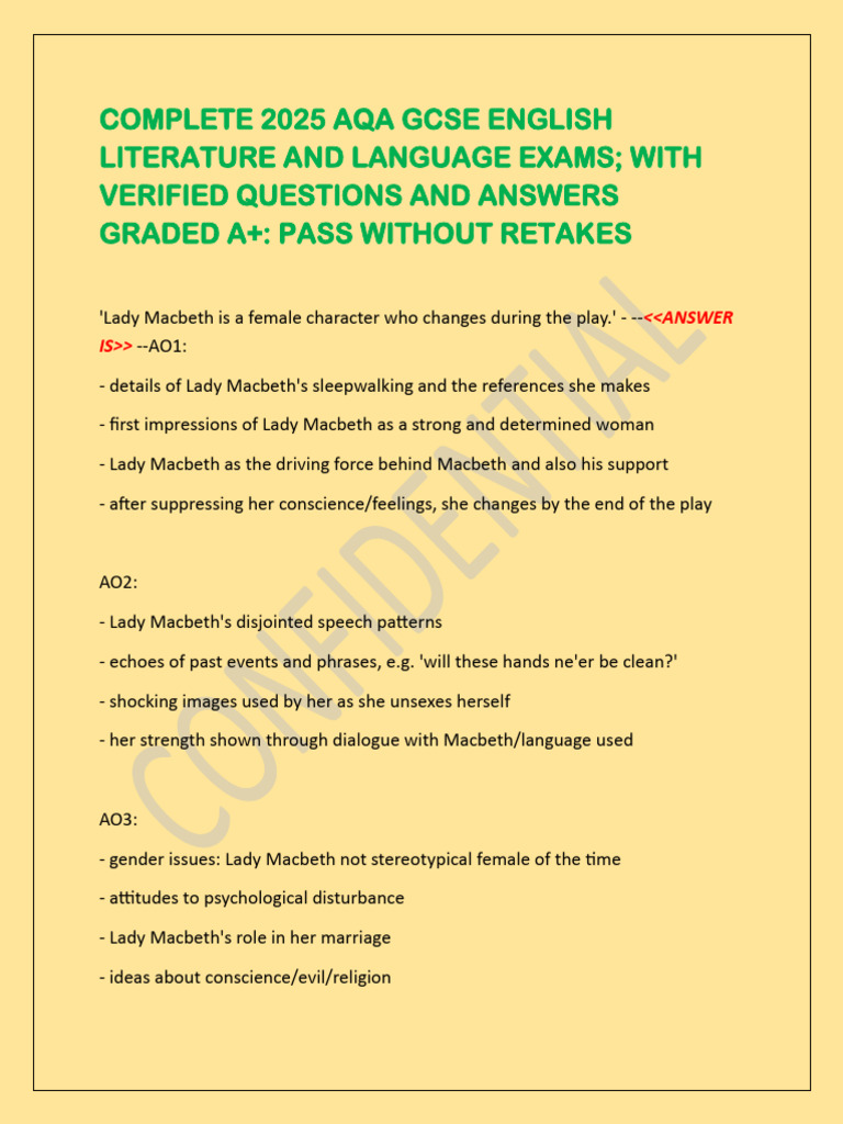 2025 AQA GCSE English Literature Guide | PDF | Macbeth | Essays