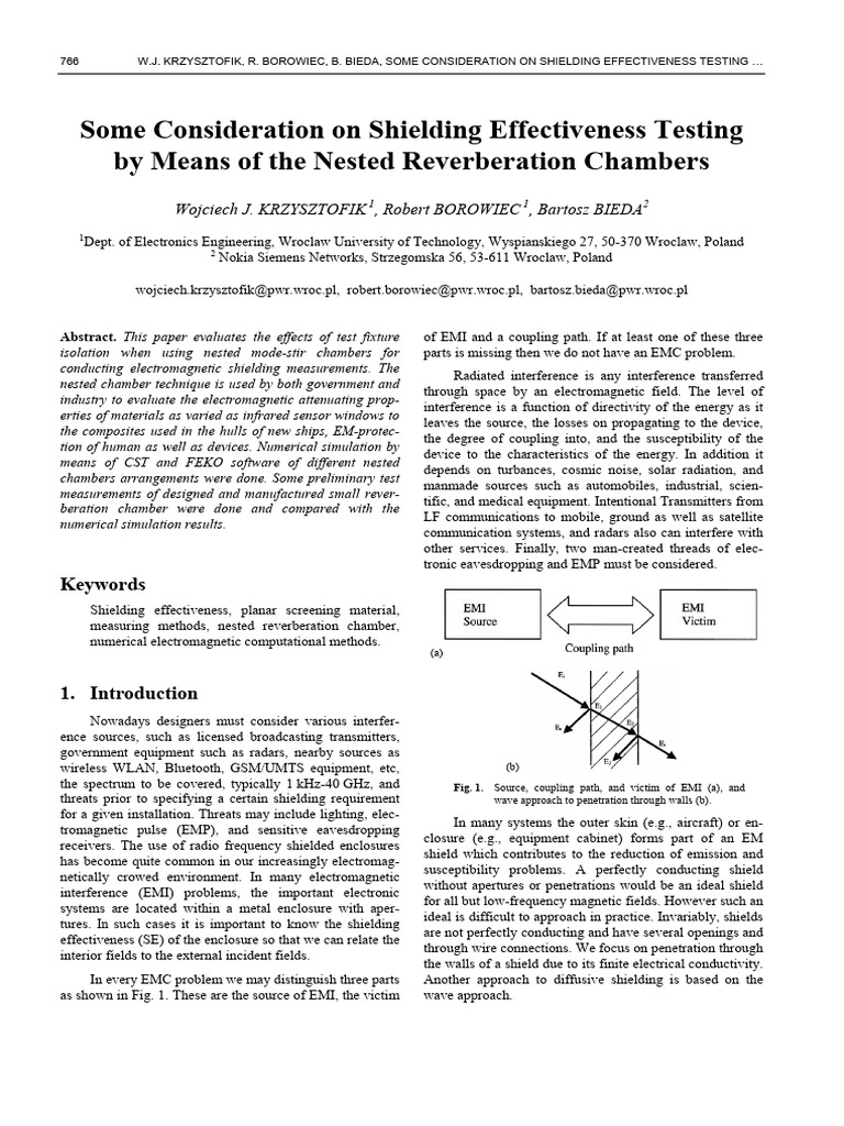 Some Consideration On Shielding Effectiveness Testing by Means of The ...