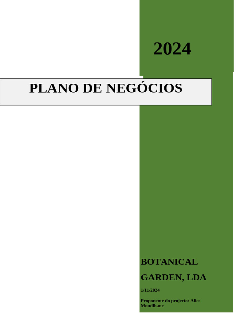 Plano de Negócios: Botanical Garden LDA | PDF | Marketing | E-commerce