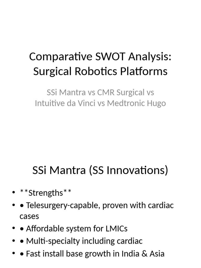 Surgical Robotics Comparative SWOT With Charts | PDF