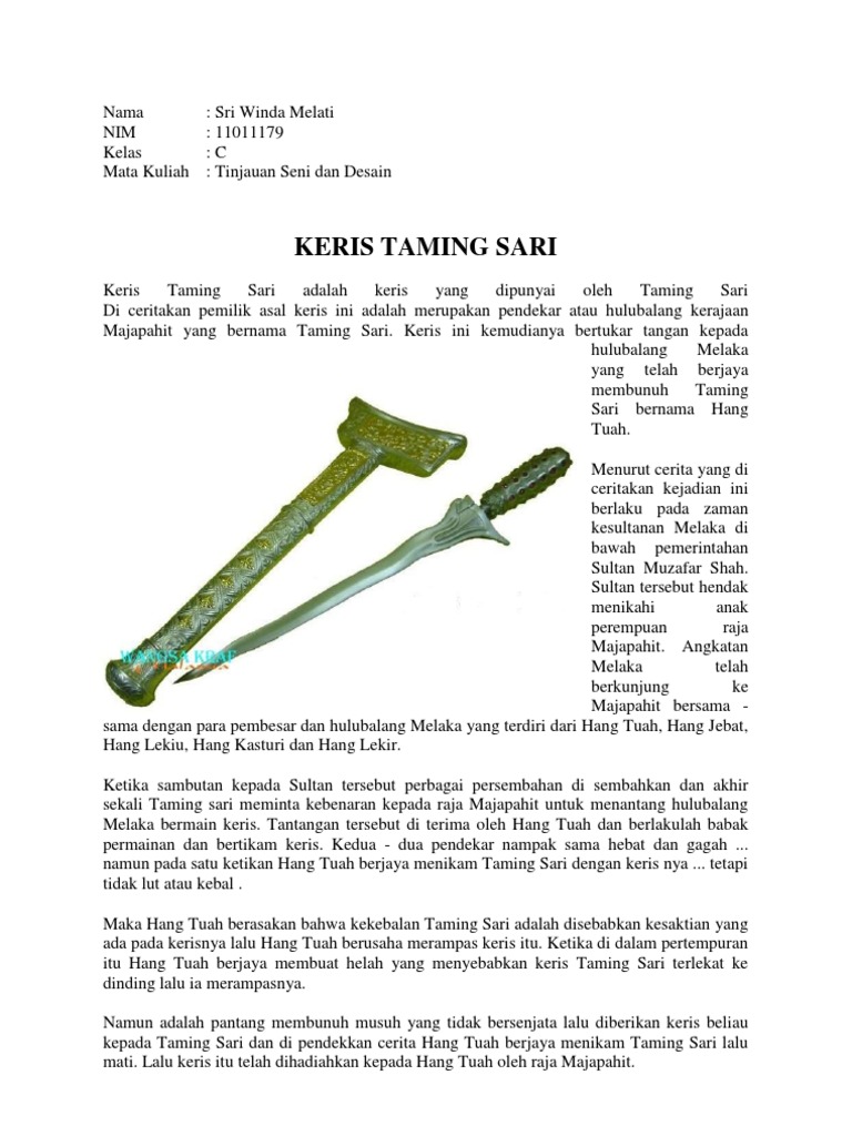 Keris Taming Sari