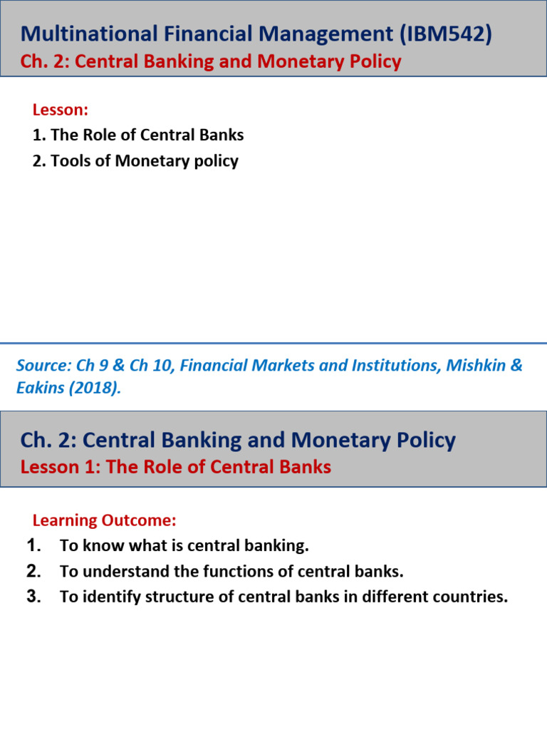 Chapter 2 Central Banking And Monetary Policy Pdf Monetary Policy