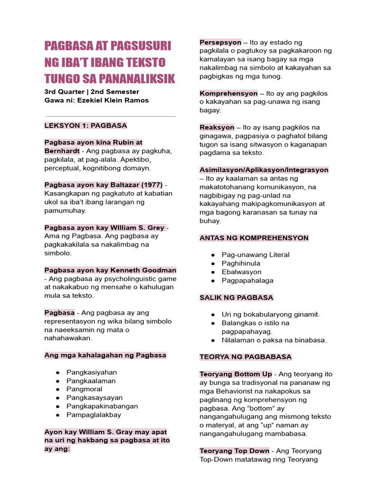 Pagbasa at Pagsusuri NG Iba't Ibang Teksto Tungo Sa Pananaliksik | PDF
