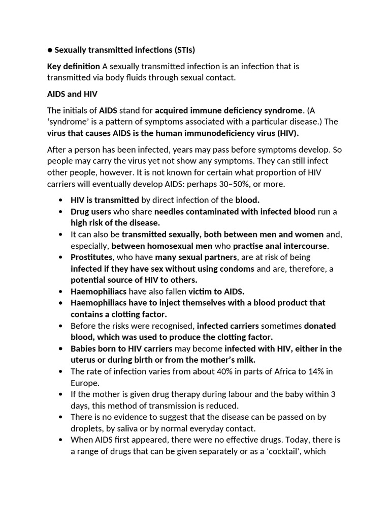 Understanding STIs and HIV Transmission | PDF | Sexually Transmitted ...