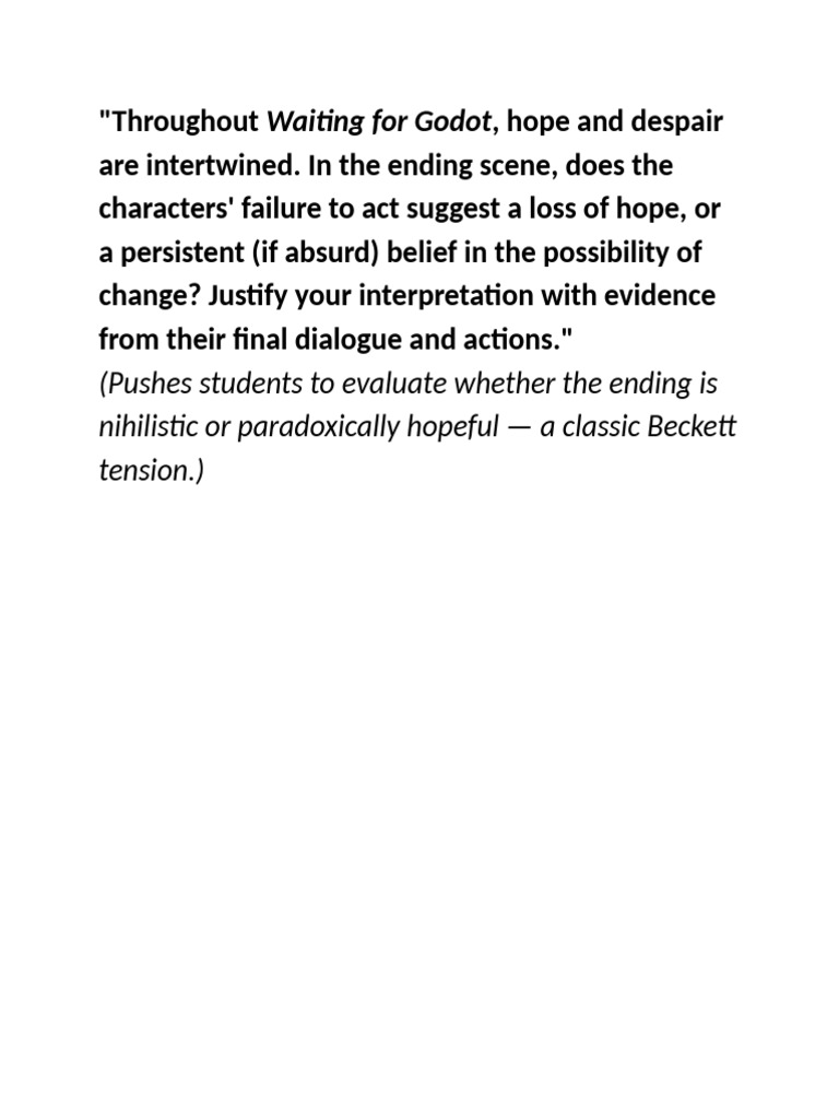 1048CRAnalysis Question Waiting For Godot | PDF