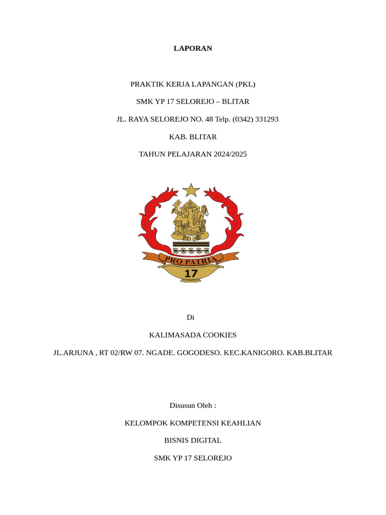 Laporan PKL di Kalimasada Cookies | PDF