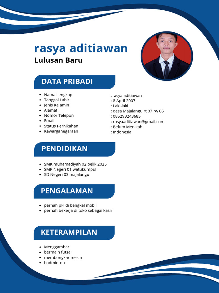 Benjamin Shah 10 Januari 2004 Laki-Laki 123 Anywhere ST., Any City 123 ...