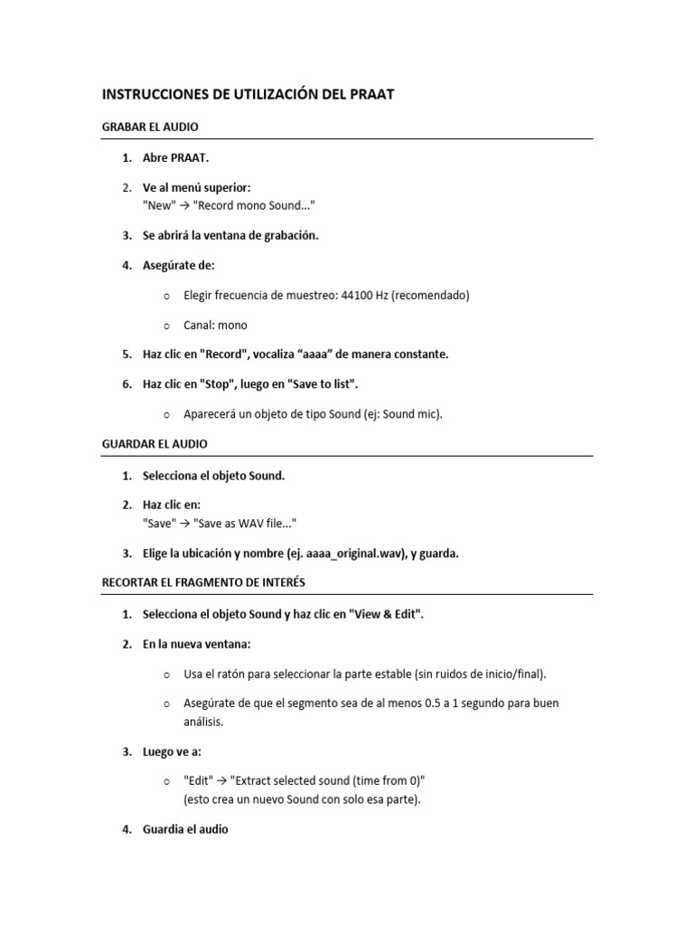 Instrucciones Utilización e Interpretación Del PRAAT | PDF | Decibel | ruido