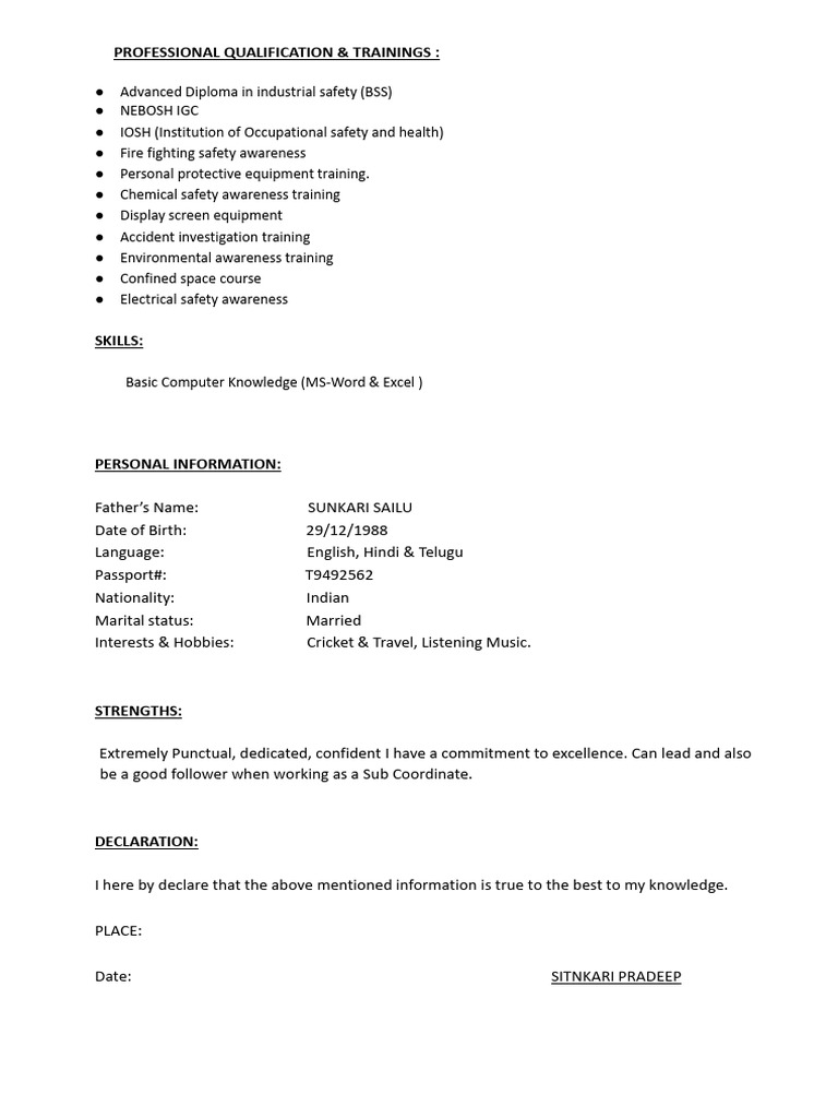 Pradeep Sunkari Hse Docs With Cv-2 | PDF