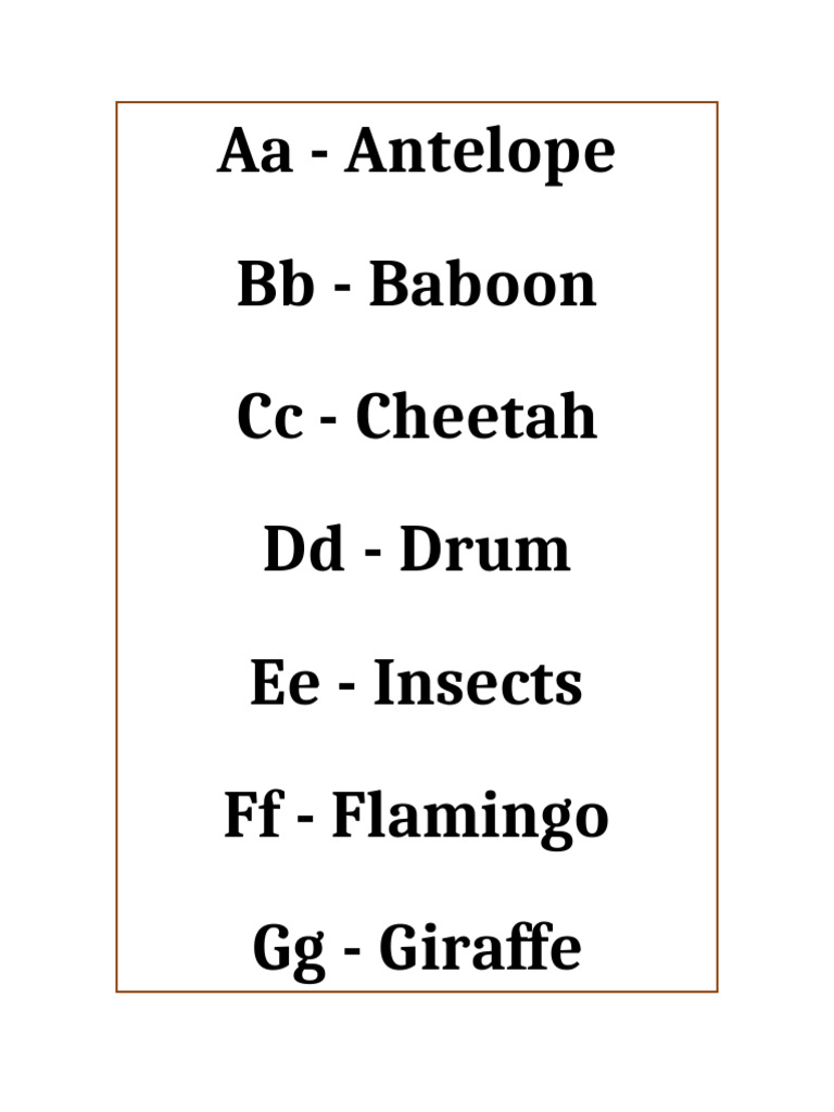 Safari Alphabet Flashcards Separated | PDF