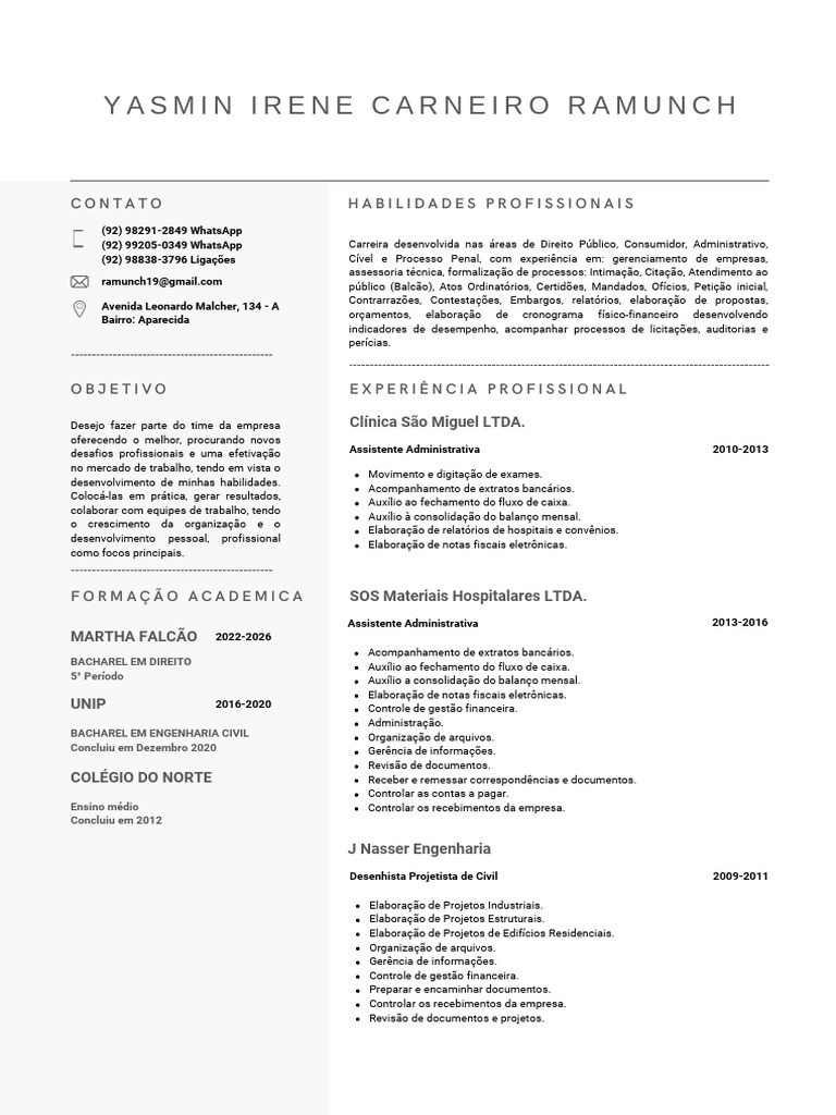 CurrÃ - Culo Yasmin | PDF | Engenharia | Engenharia Civil